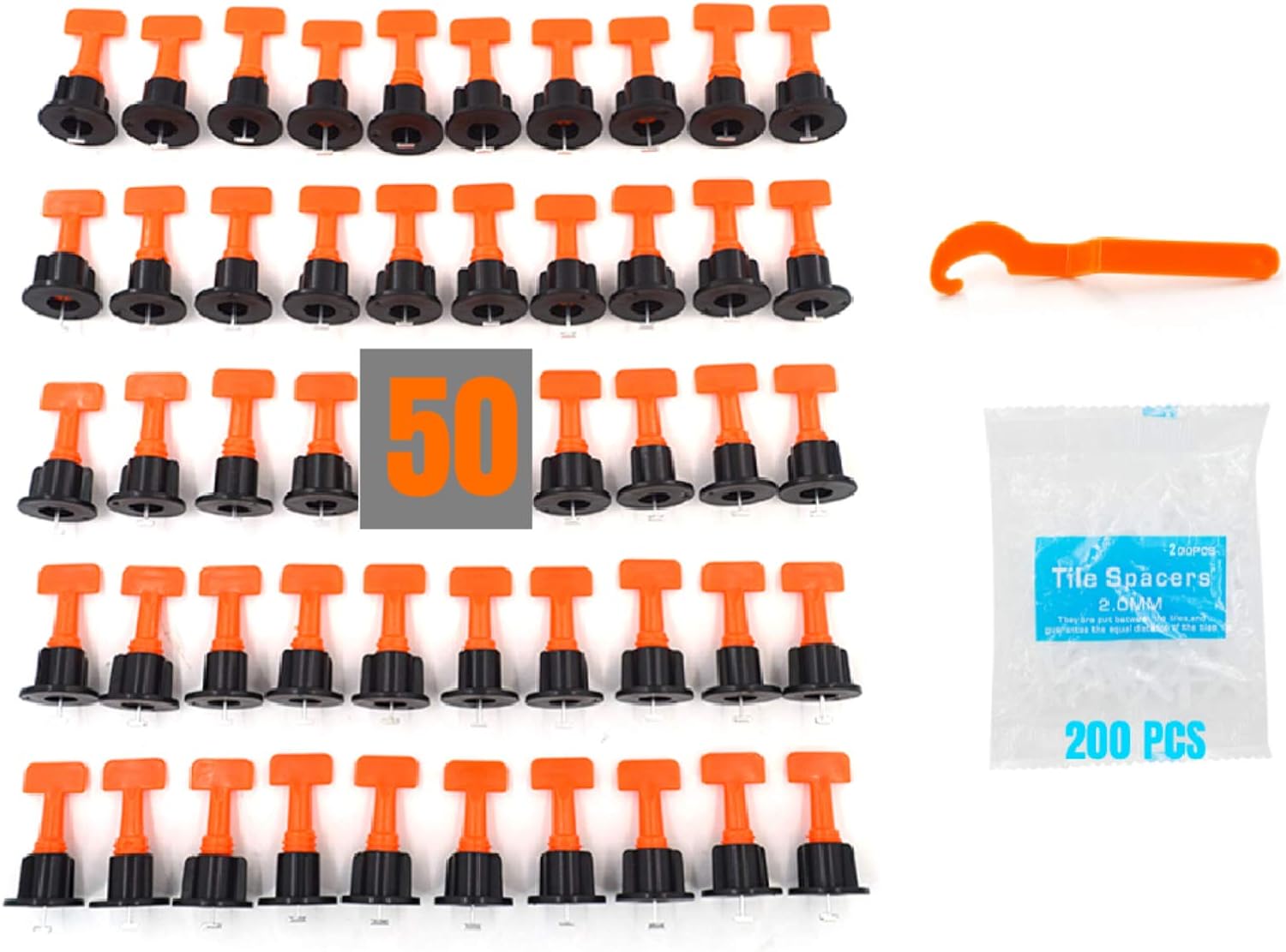 Reusable Tile Leveling System, 50pcs Tile Leveler + 200pcs 2MM Tile ...