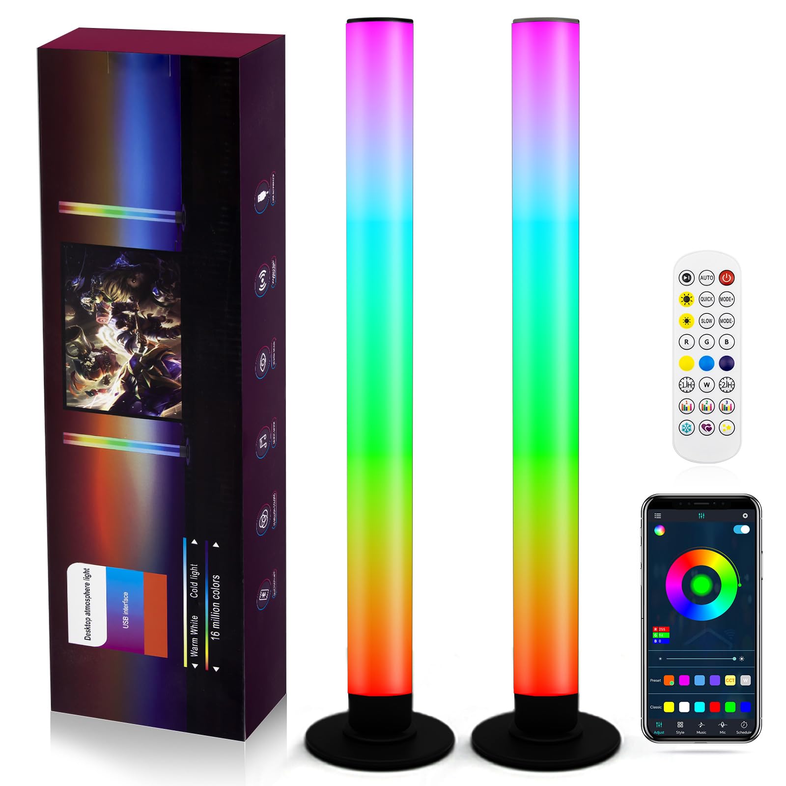 RGB Light Bar,Smart LED Light Bar for Room,8 Scene Modes and 16 Million ...