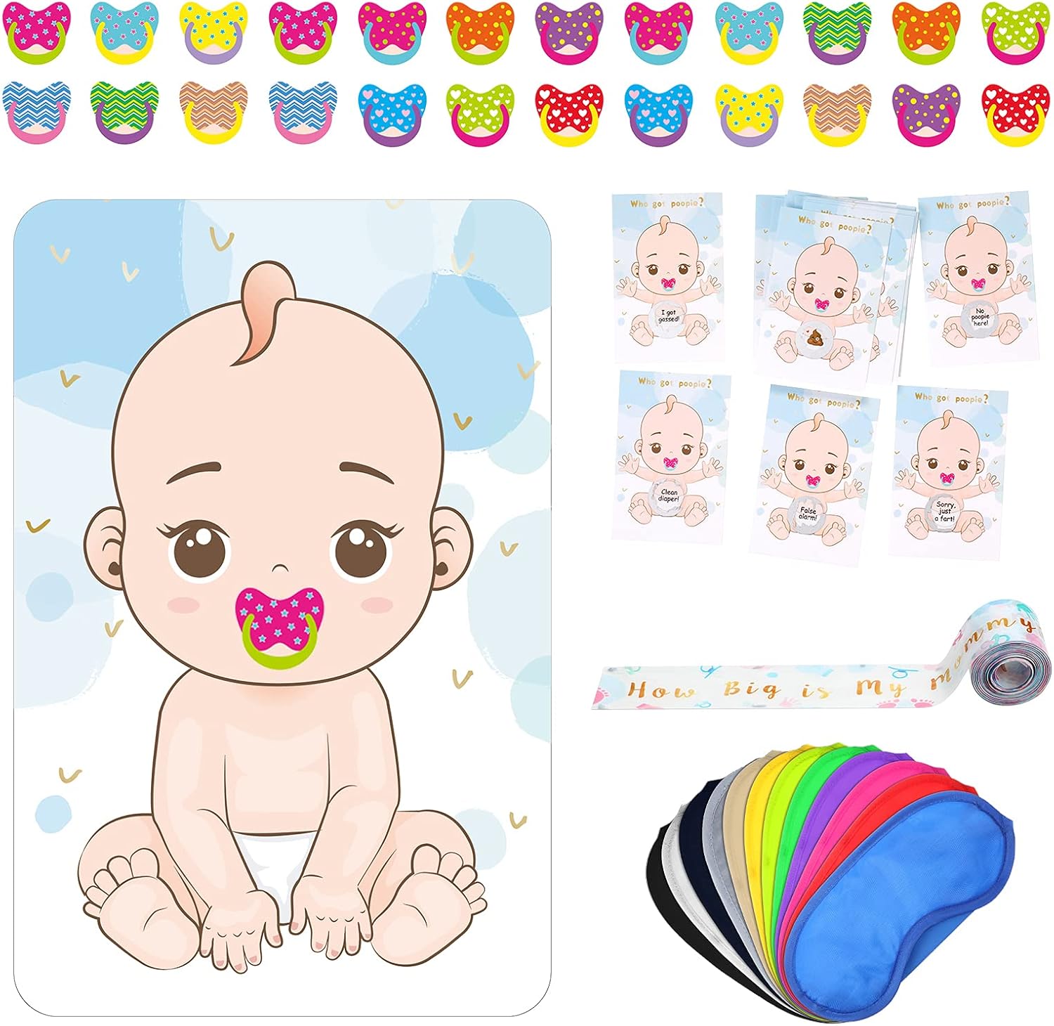 65 Pieces Baby Shower Party Games Set Includes Pin the Pacifiers on the ...