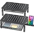 Zimilar Monitor Stand Riser with Metal Mesh Drawer, Height Adjustable ...
