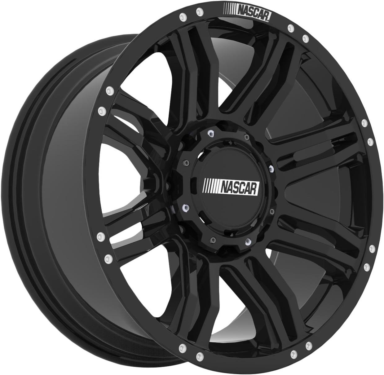 Amazon.com: NASCAR N401 Gloss Black Wheel with Milled Rivets (20 x 9"/6 ...