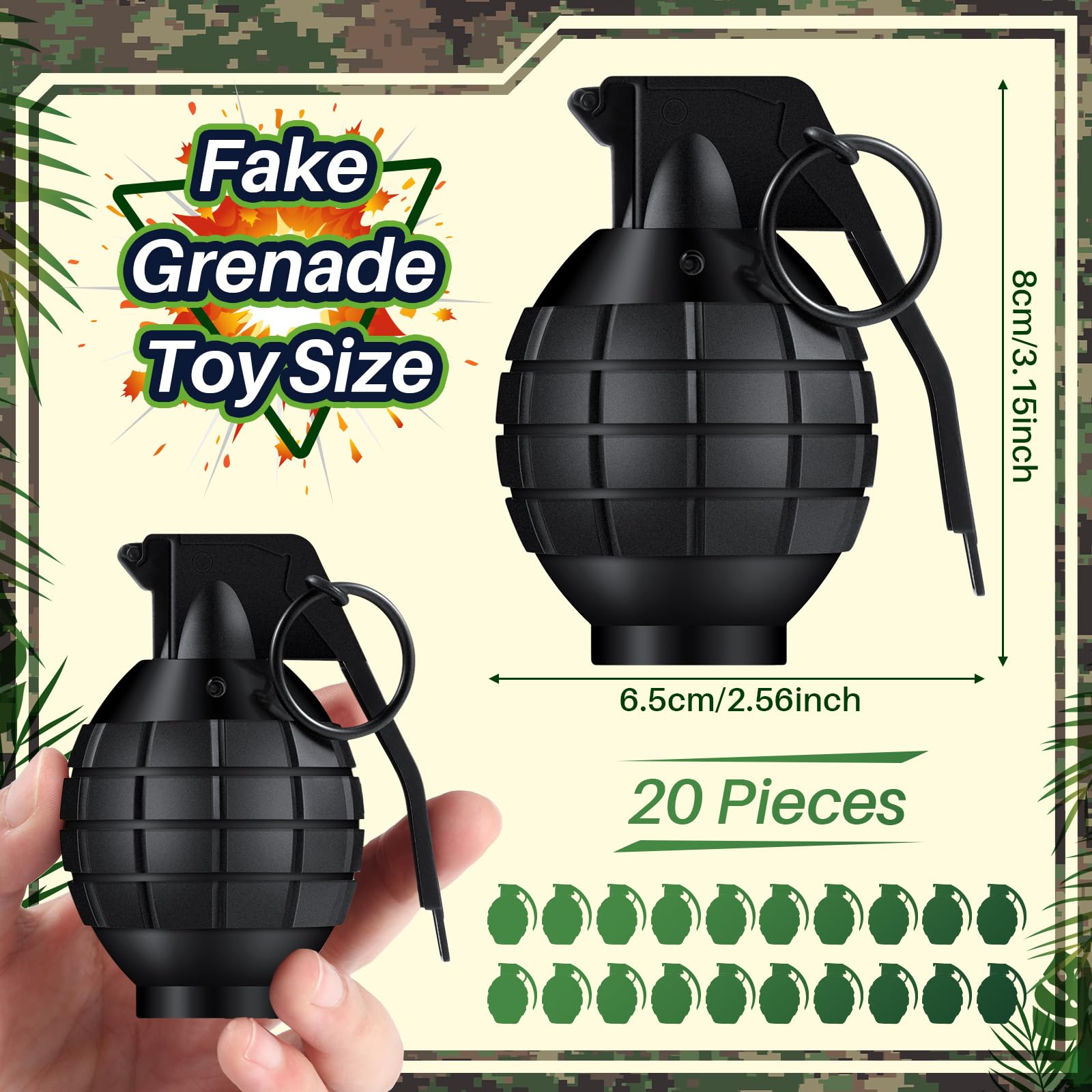 Mua Sratte 20 Pcs Grenade Toy Plastic Hand Grenades with Realistic Sound Effects and Flashing ...