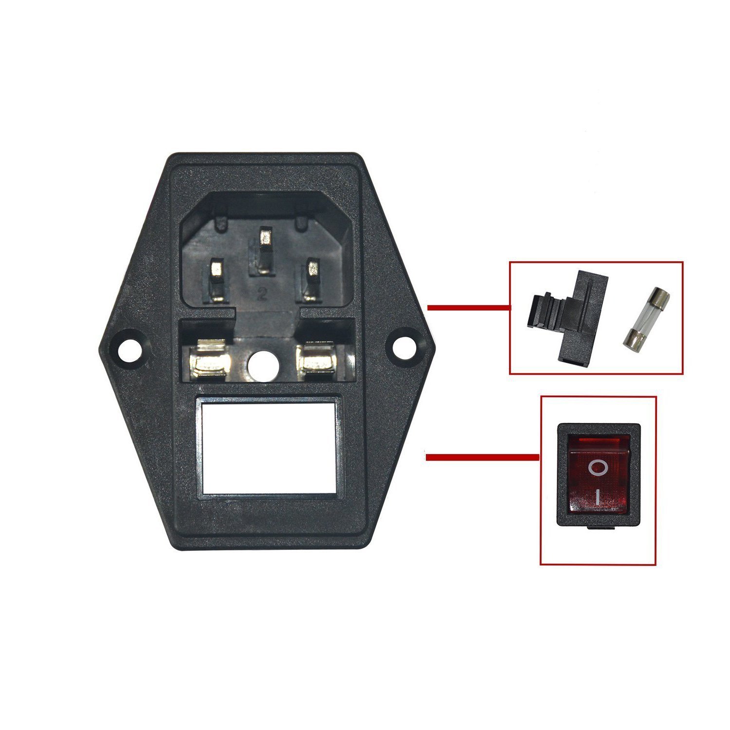 JOYNANO 3-in-1 Inlet Module Plug 5A Glass Fuse Rocker Switch Red Light ...