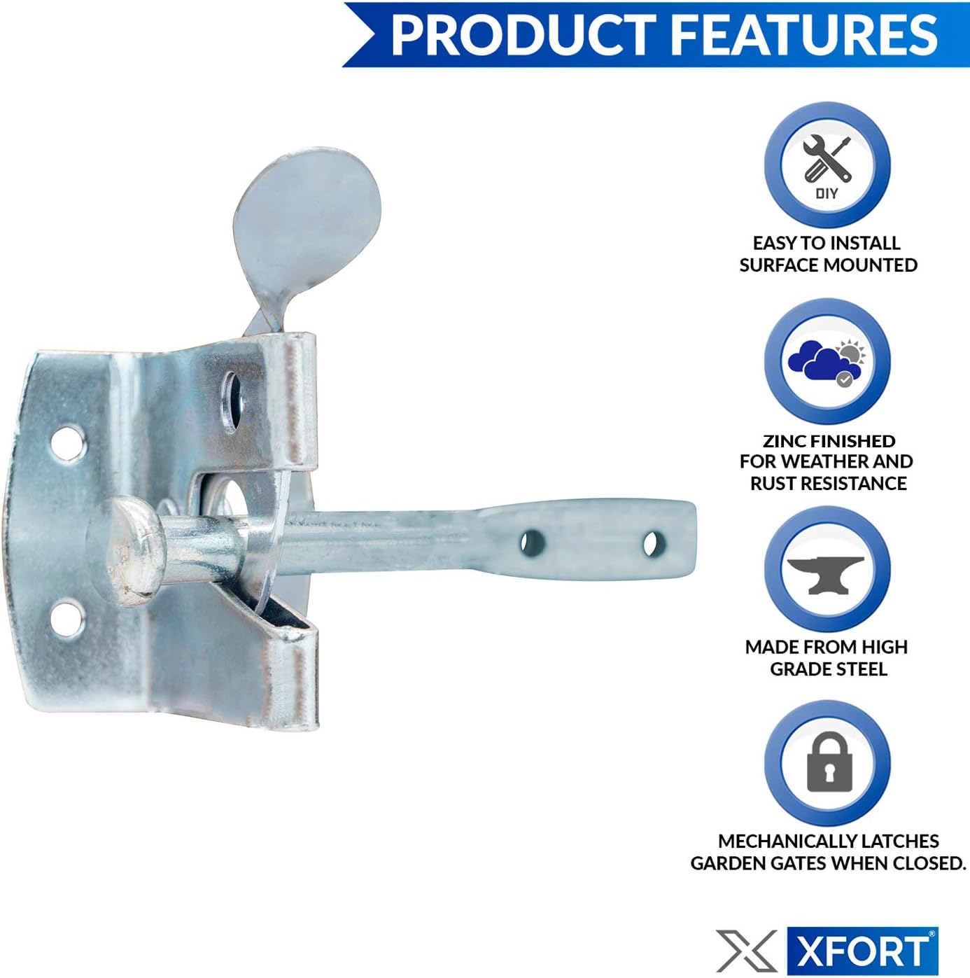 XFORT® Zinc Auto Gate Latch, Garden Gate Latch, Door Catch, Gate ...
