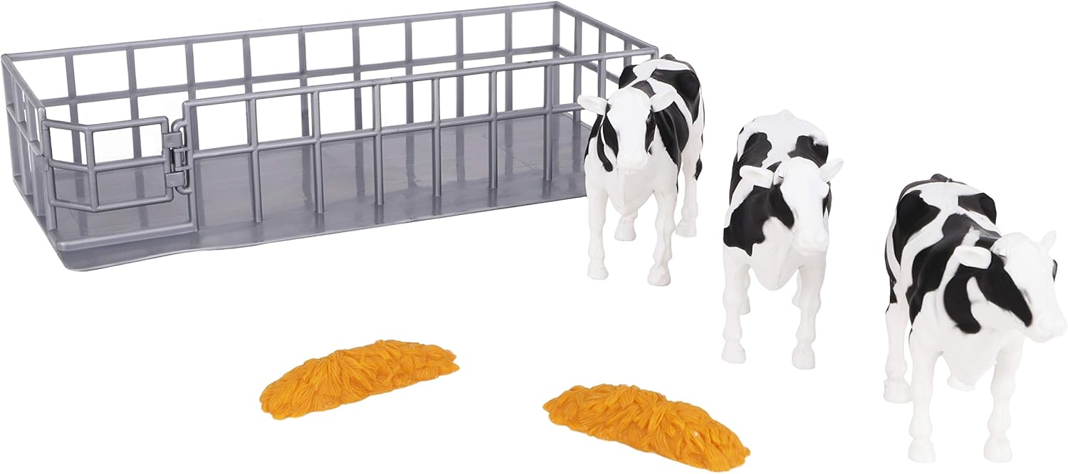 Toyland® Cow Feeding Playset – 3 Cows With Feeding Pen – Farming Toys ...