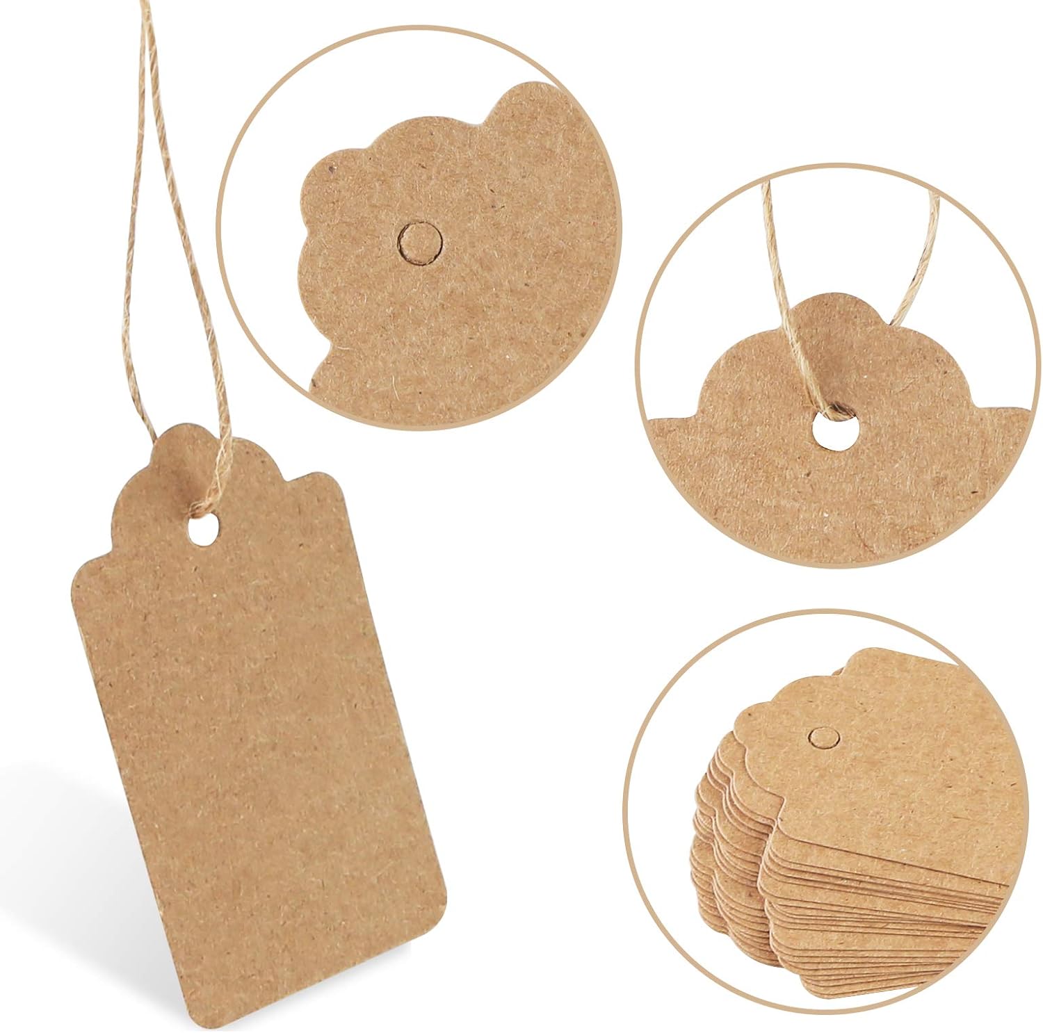 HAKACC Brown Gift Tags, 100 PCS 10 x 5cm Kraft Gift Tags Brown Paper ...