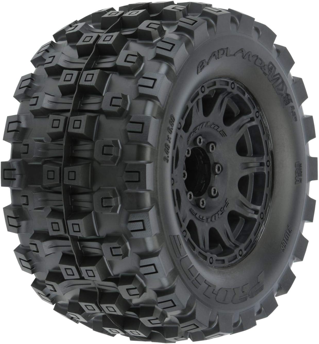 Amazon.com: Pro-line Racing Badlands MX38 HP 3.8" Belted & Mounted Raid Tires, 8x32 17mm F/R ...