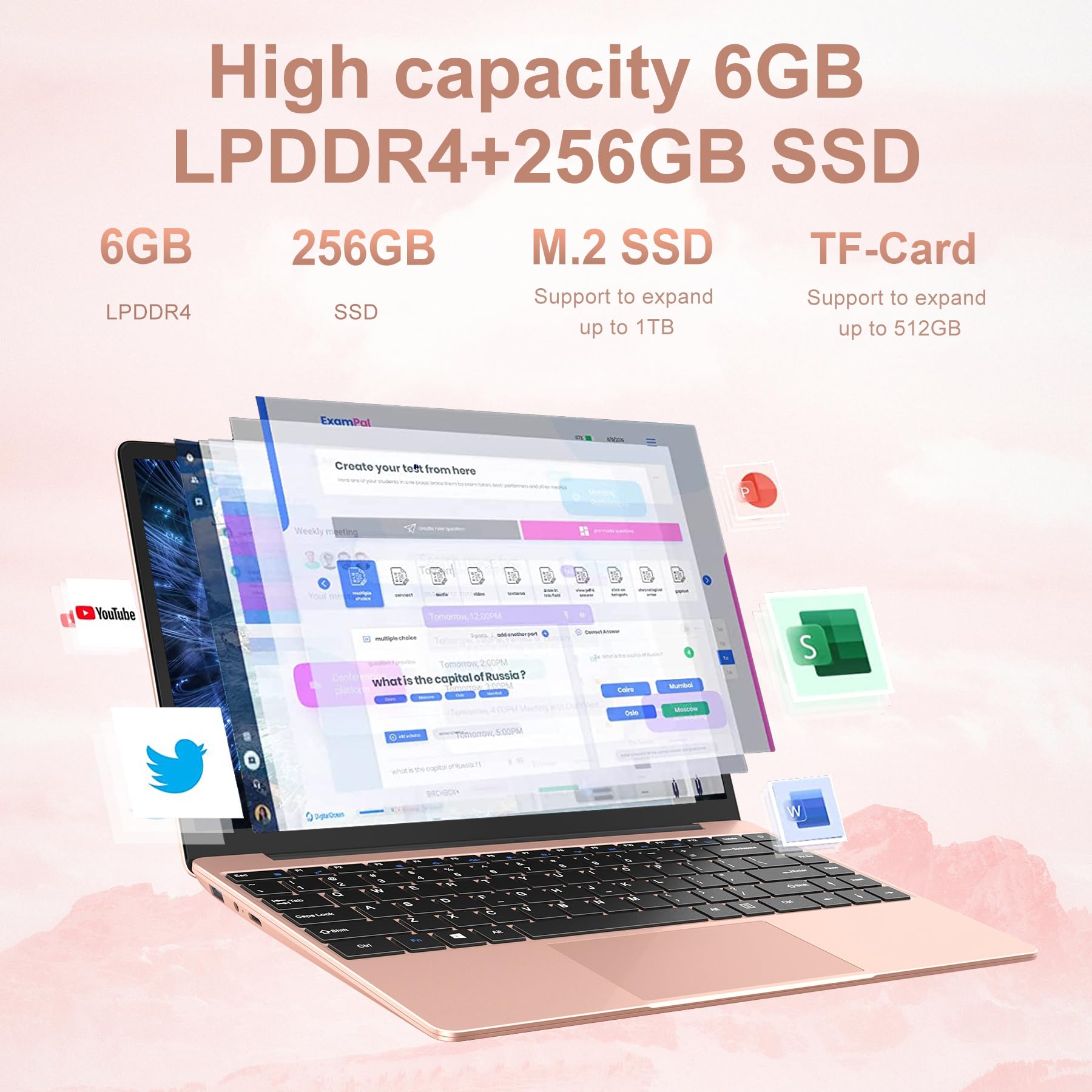 Mua WOZIFAN 14" Traditional Laptops 6GB LPDDR4 256GB SSD Support 1TB ...