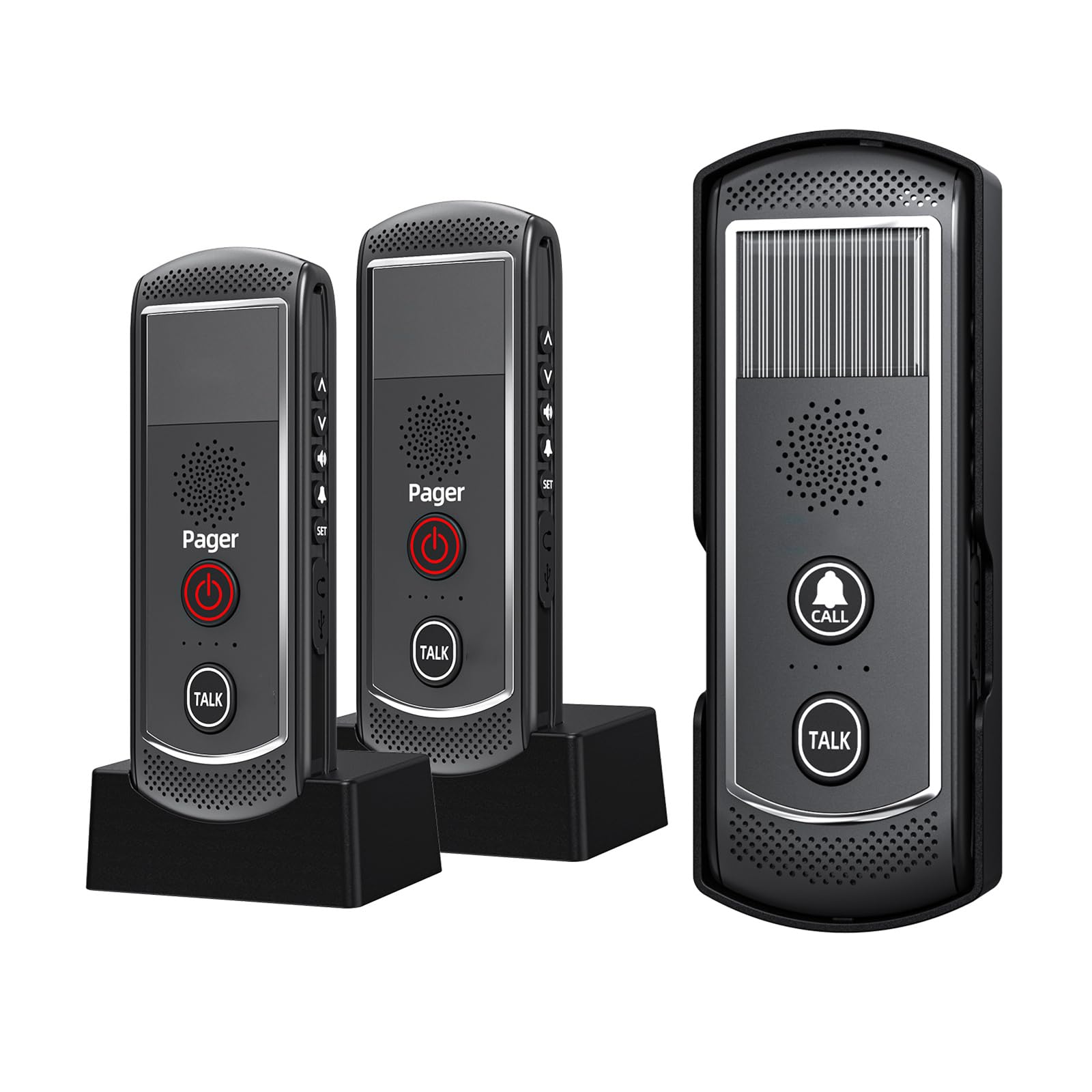 PANDAAR Wireless Doorbell,Two-way Intercom Doorbell Solar Powered and ...