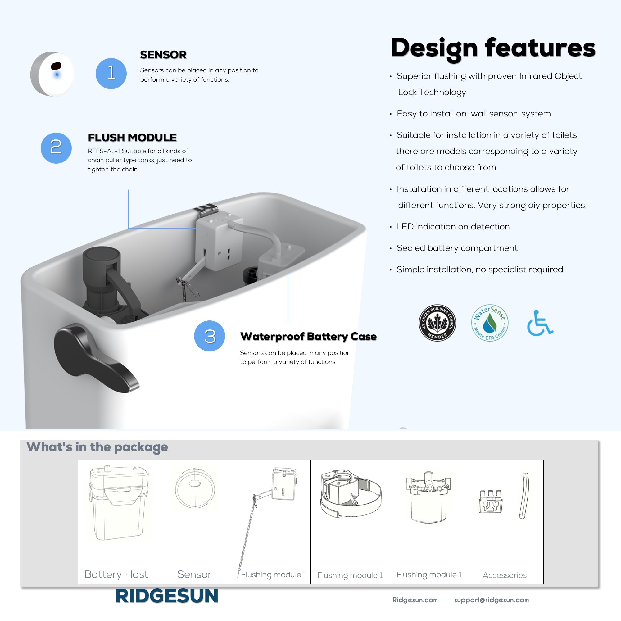 Mua Automatic Touchless Toilet Flush Kit with Sensor Range,Support ...