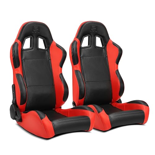 ModifyStreet 1 Pair Universal Main Black Carbon Fiber Mixed Side Red ...