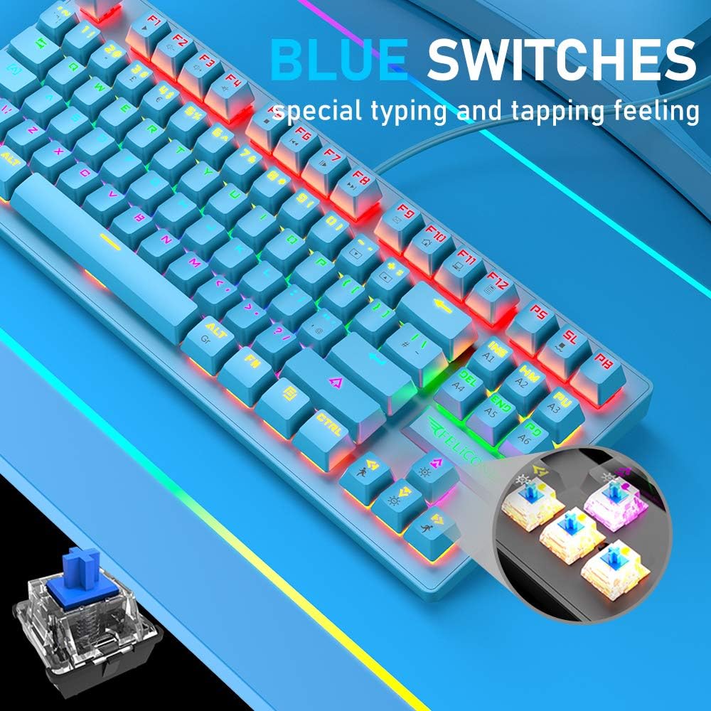 K2 UK Layout Mechanical Gaming Keyboard,Compact 88 Keys USB Wired ...