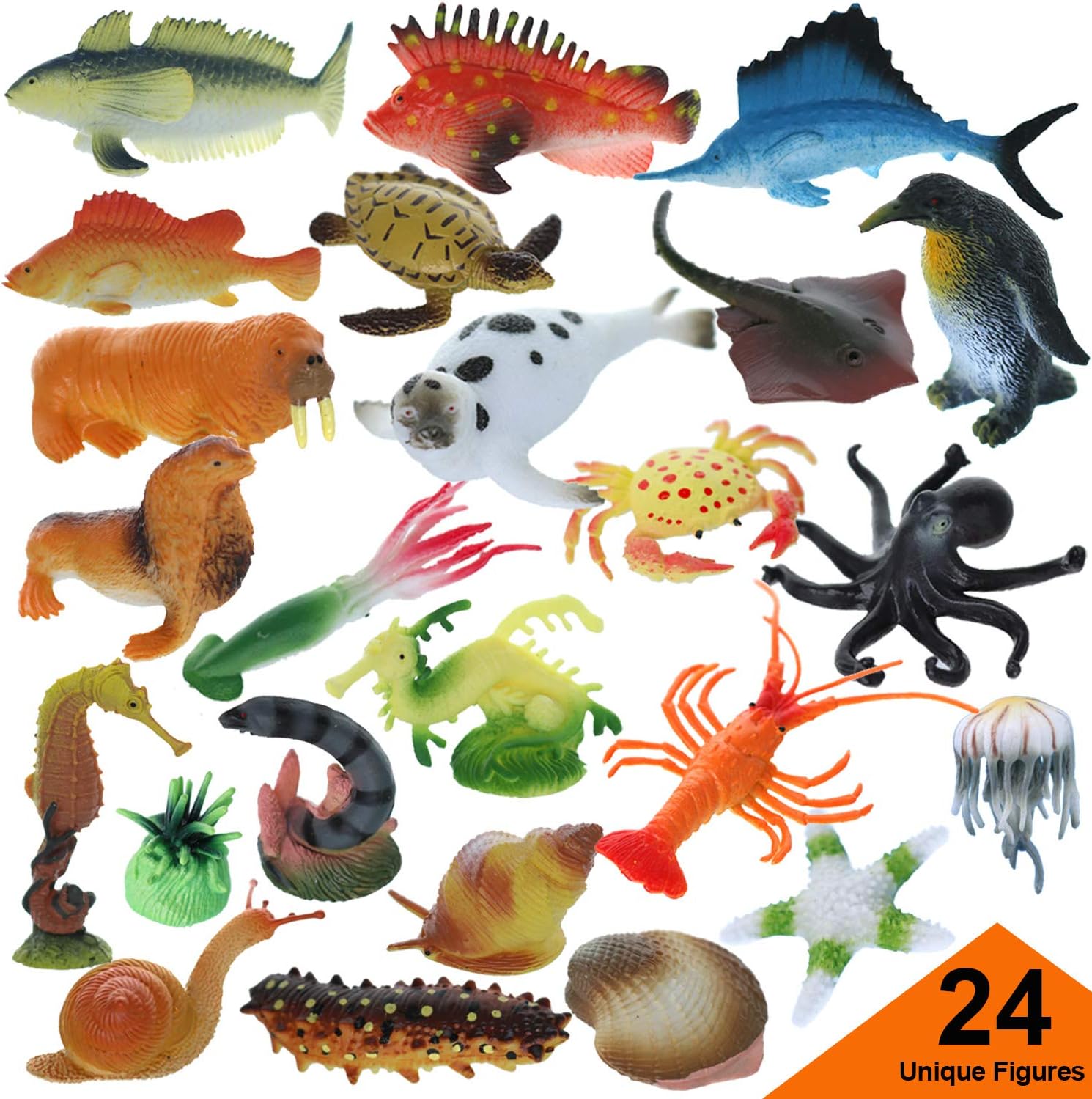 Amazon.com: GiftExpress 24 Pcs Assorted Ocean Sea Animals Figures ...