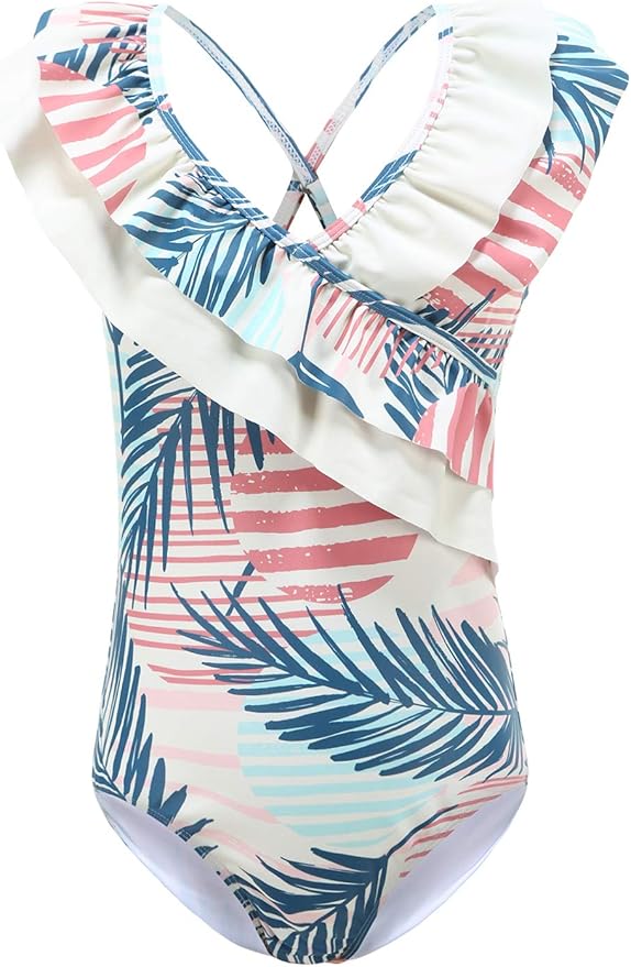 Girls One Piece Swimsuits Off Shoulder Bathing Suit Kids Hawaiian ...