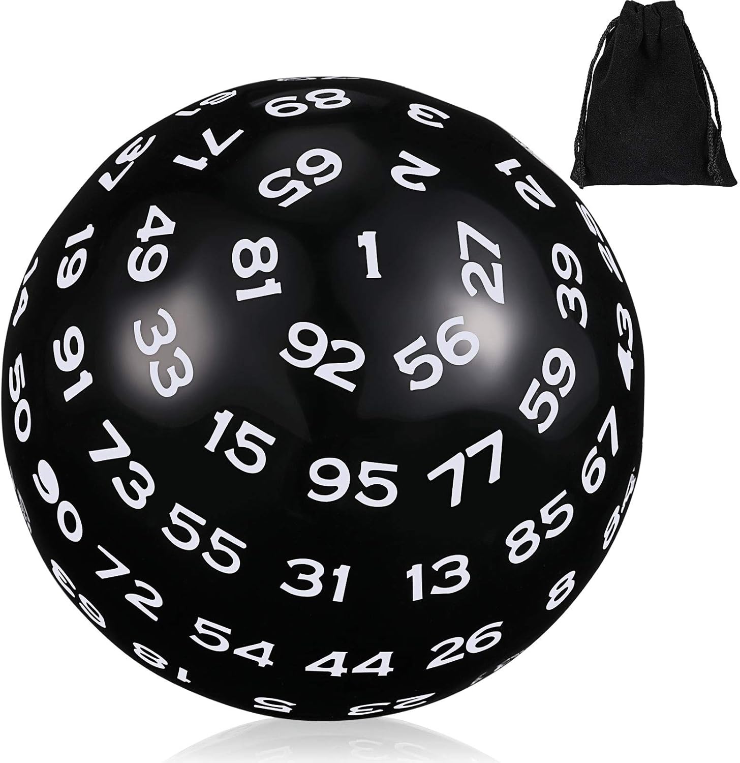 Single 100 Sided Polyhedral Dice D100 Game Dice Black Color with White ...