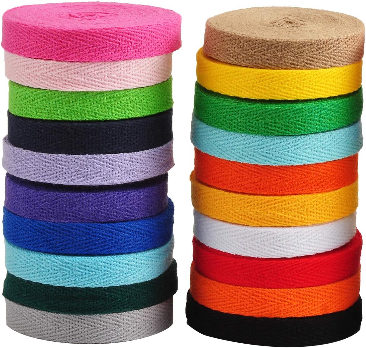 Geviro 20 Colors 100 Yards Cotton Twill Tape Herringbone Tape 3/8 Inch ...