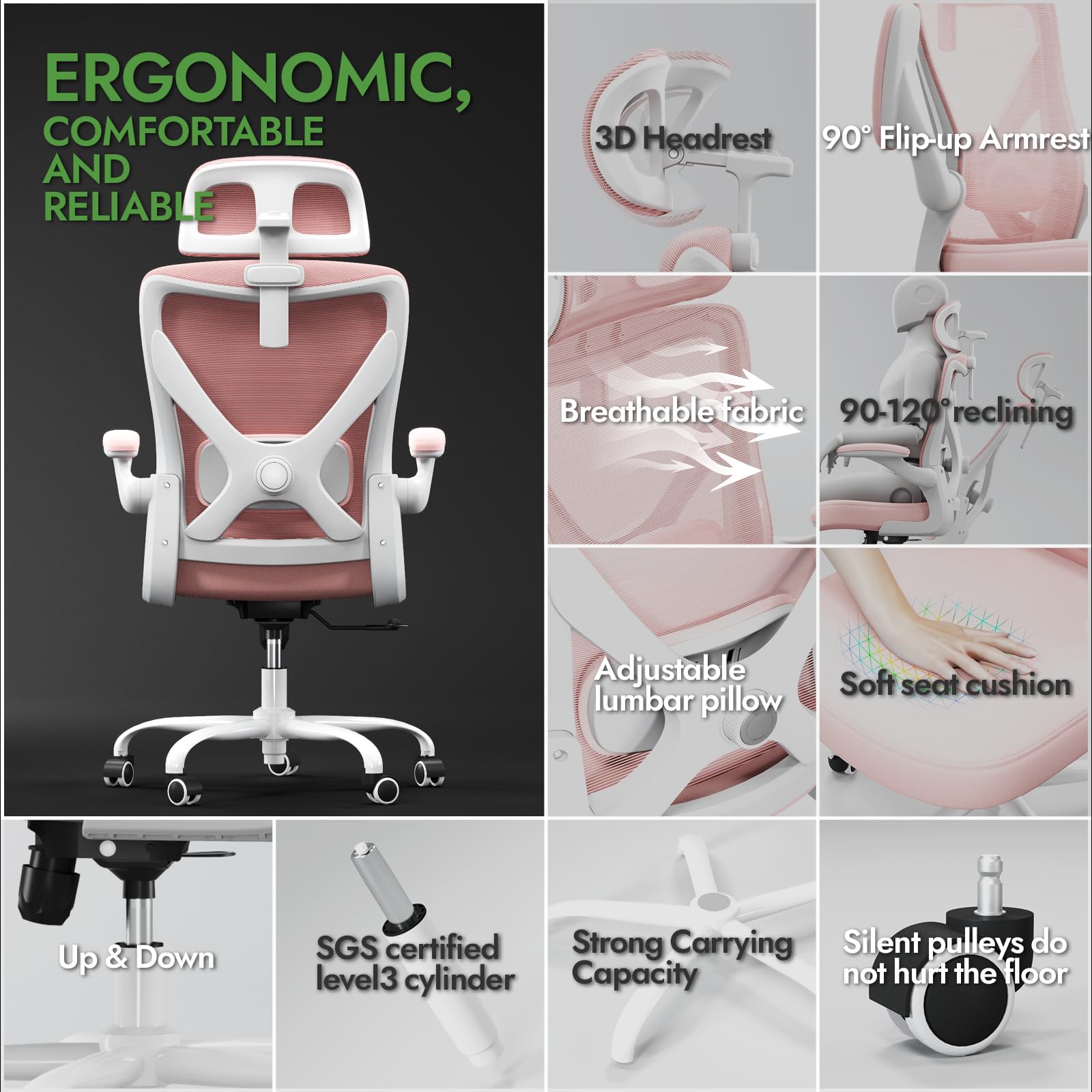 Ergalithic Ergonomic Office Chair - X-Shaped Computer Desk Chair Comfy ...