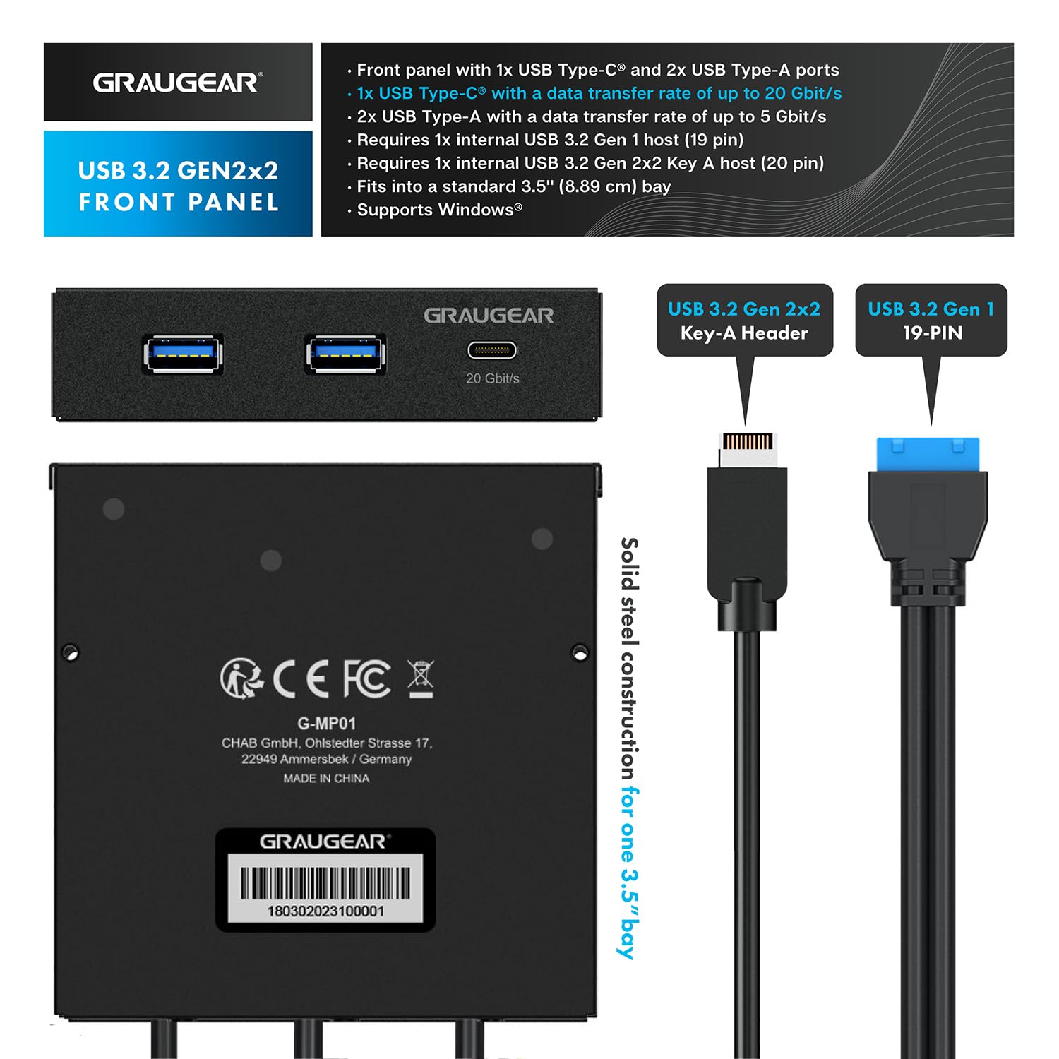 Mua GRAUGEAR 20Gbit/s USB C Mainboard Adapter in PCI Slot, Type-C ...