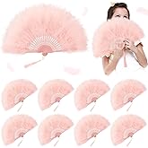 Amazon.com: Kigley 8 Pcs Marabou Feather Fan Bulk Wedding Headband Fan ...