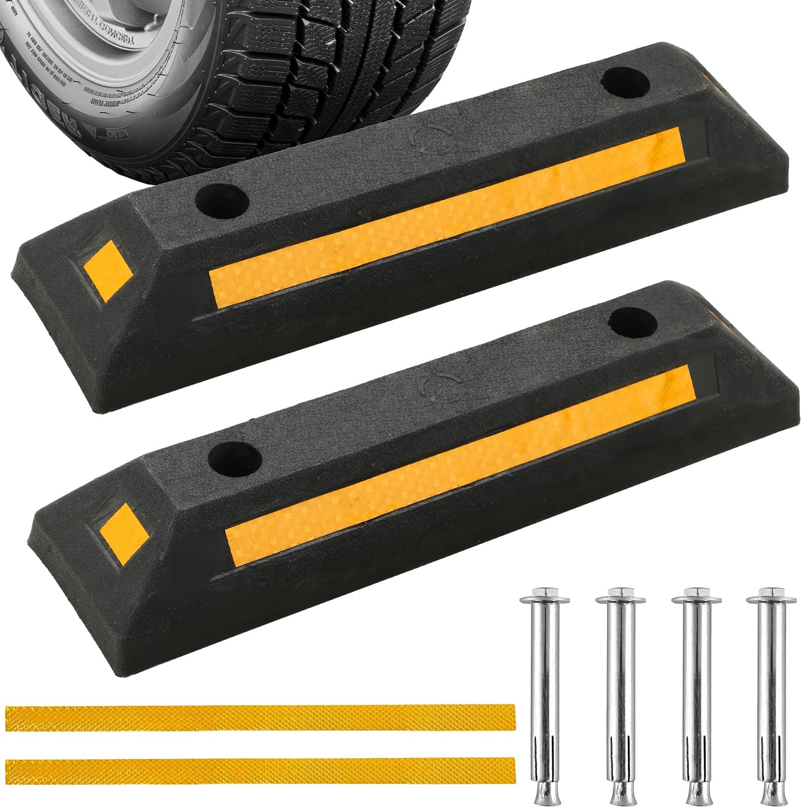 NYXOVA Rubber Parking Curb, Garage Floor Stops 2 Pack, Heavy Duty Wheel ...