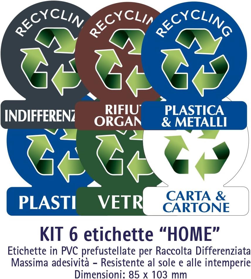 ATK - Etichette autoadesive in PVC per la gestione dei rifiuti - KIT ...