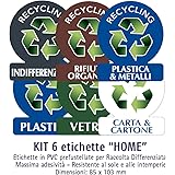 Pack di 5 Cartelli adesivi 20x30 cm raccolta differenziata per rifiuti ...