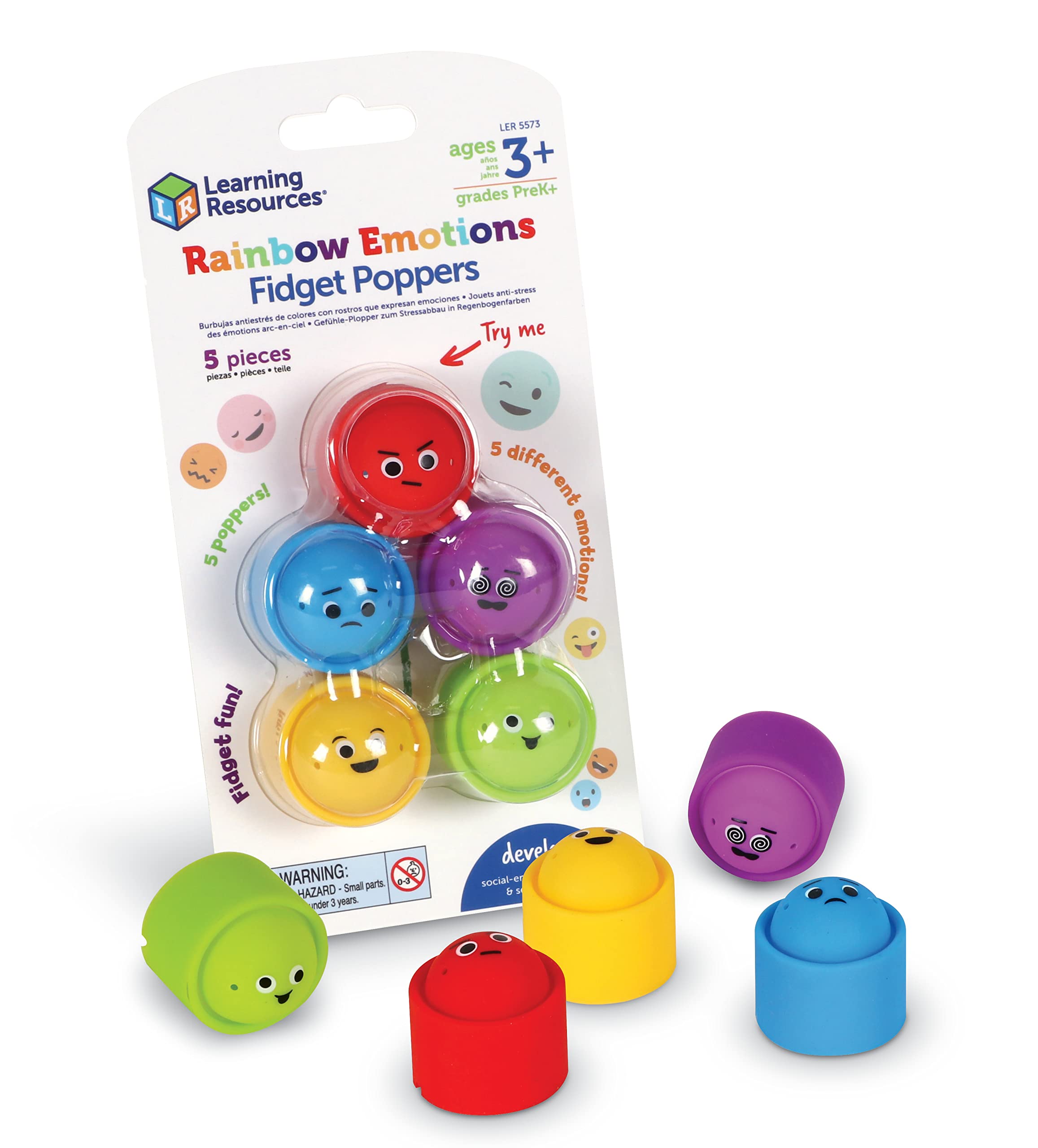 Learning Resources Rainbow Emotion Fidget Poppers, Sensory Toys, Social ...