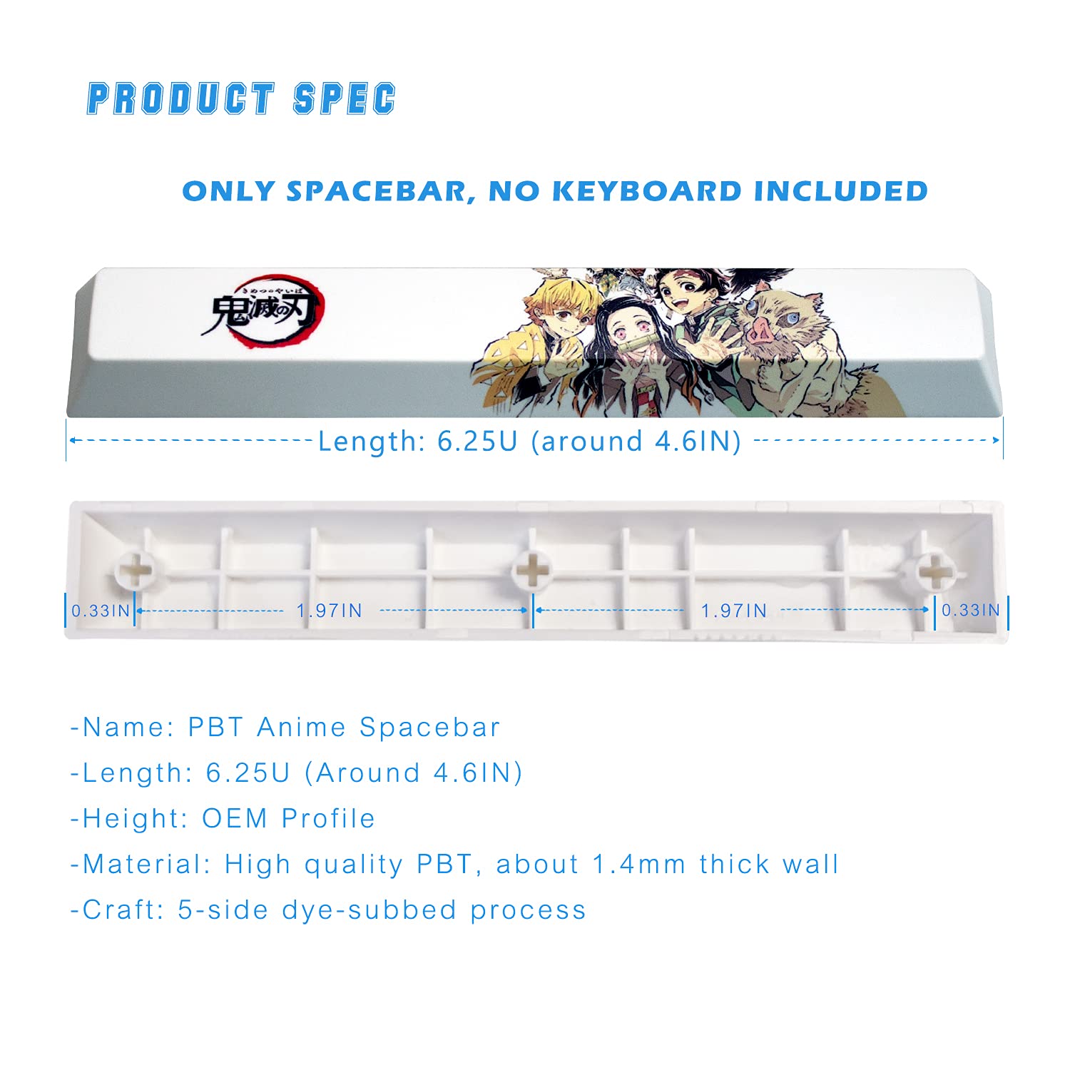 Mua Custom Japanese Anime Spacebar PBT 6.25U Keycaps,Compatible with ...