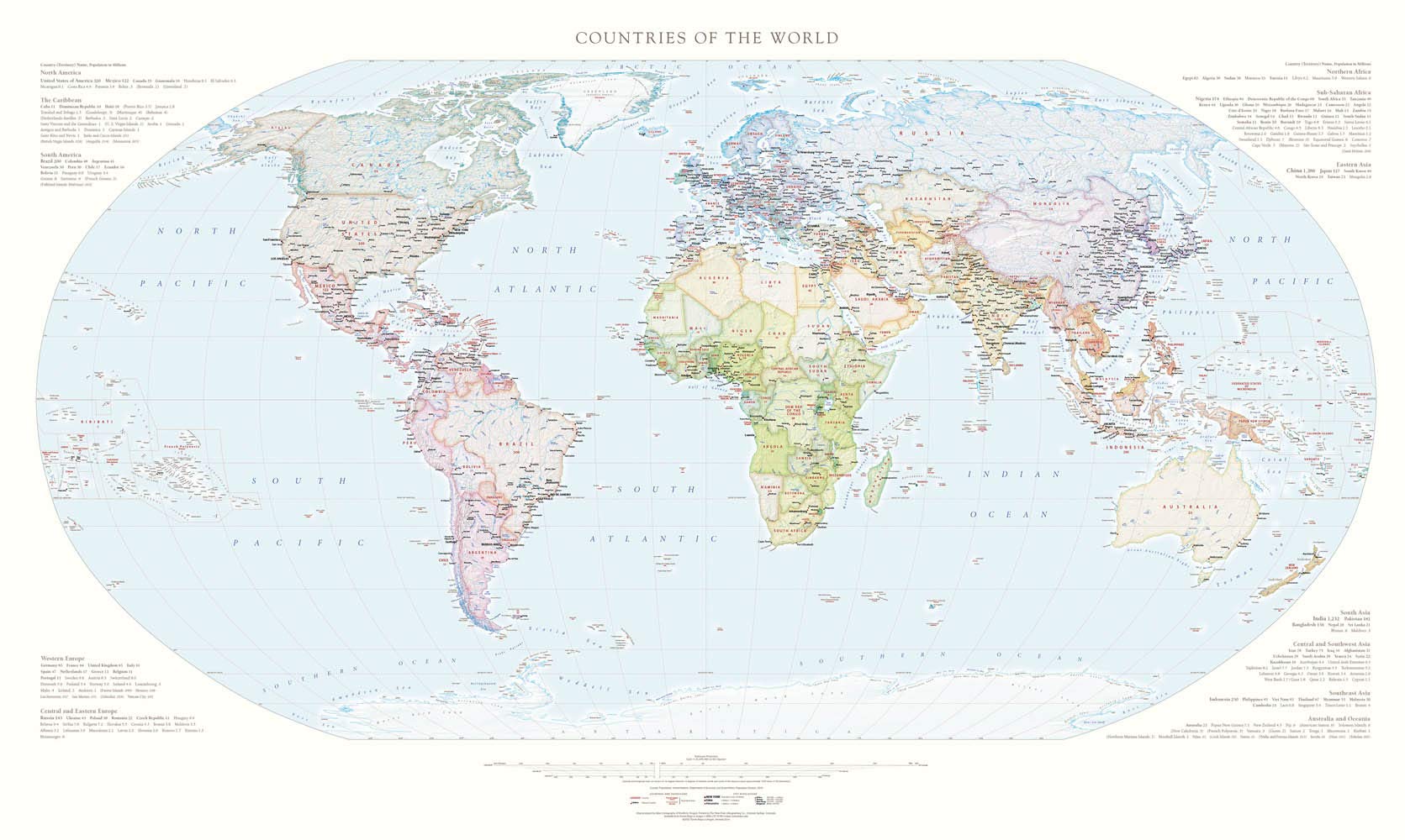 Buy Raven s Countries of The World Topographical Wall , Laminated Print ...