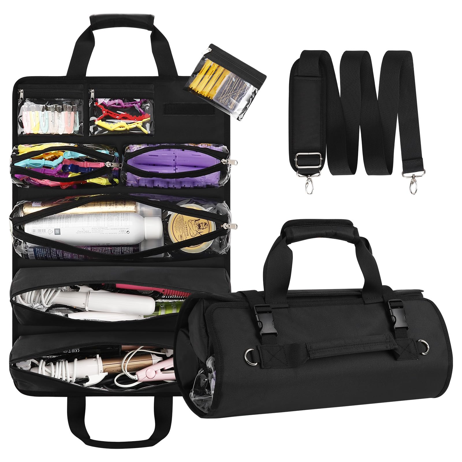 Hair Tools Travel Bag, Roll Up Tool Bag Organizer for Hair Stuff ...