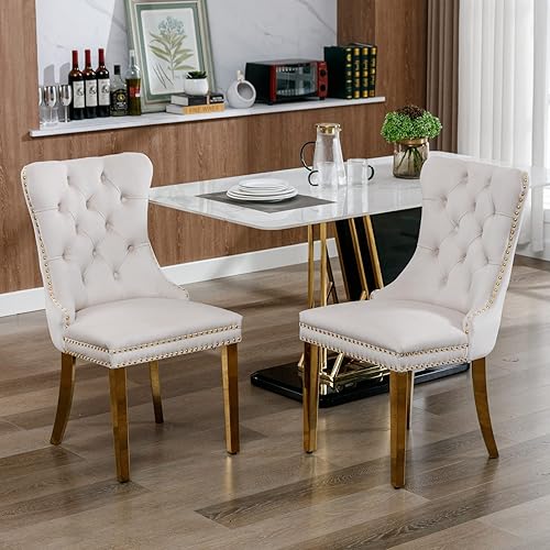 LZ LEISURE ZONE Velvet Dining Chairs Set of 2, Upholstered Accent ...