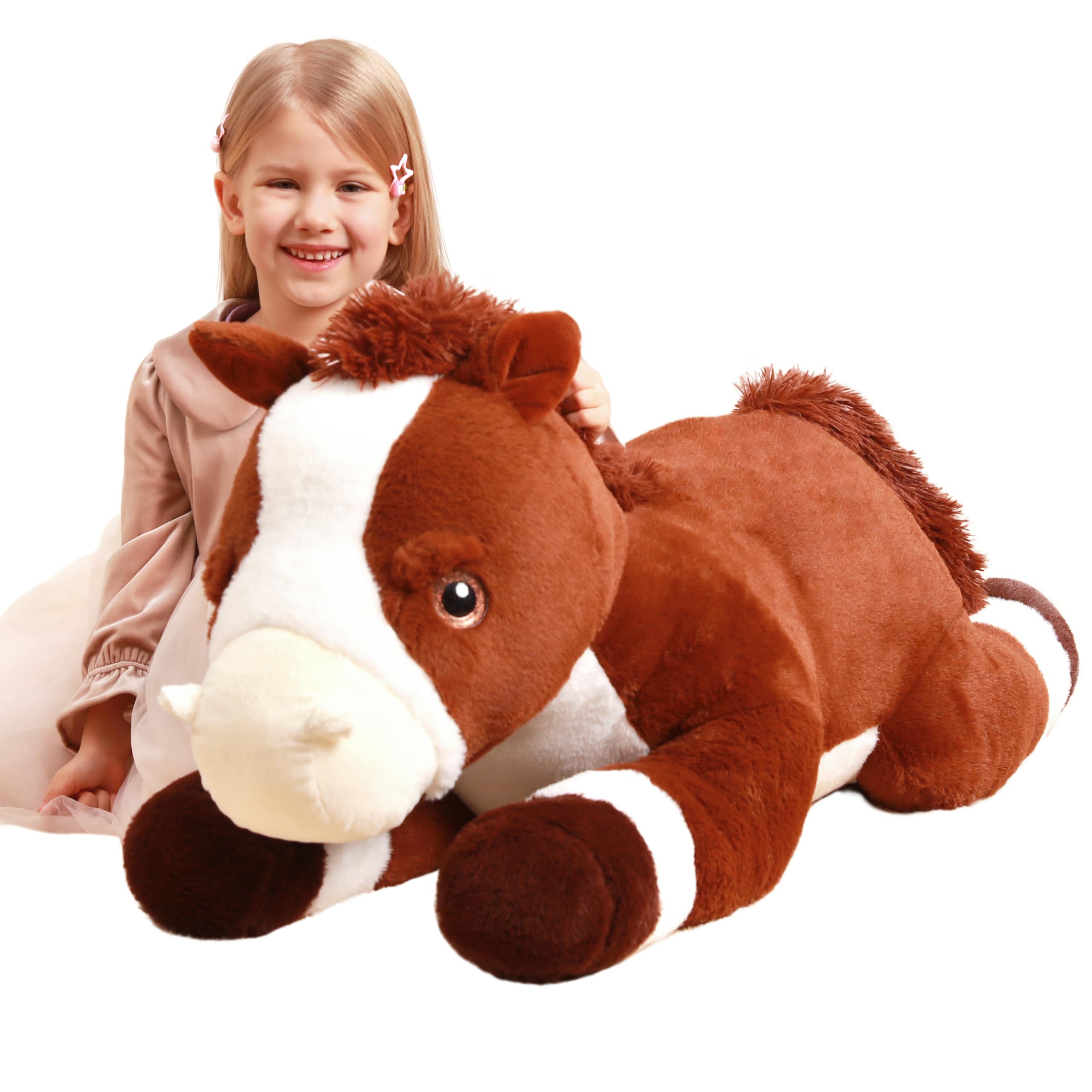 IKASA Giant Horse Stuffed Animal Plush Toy,Large Big Jumbo Soft Toys,33 ...
