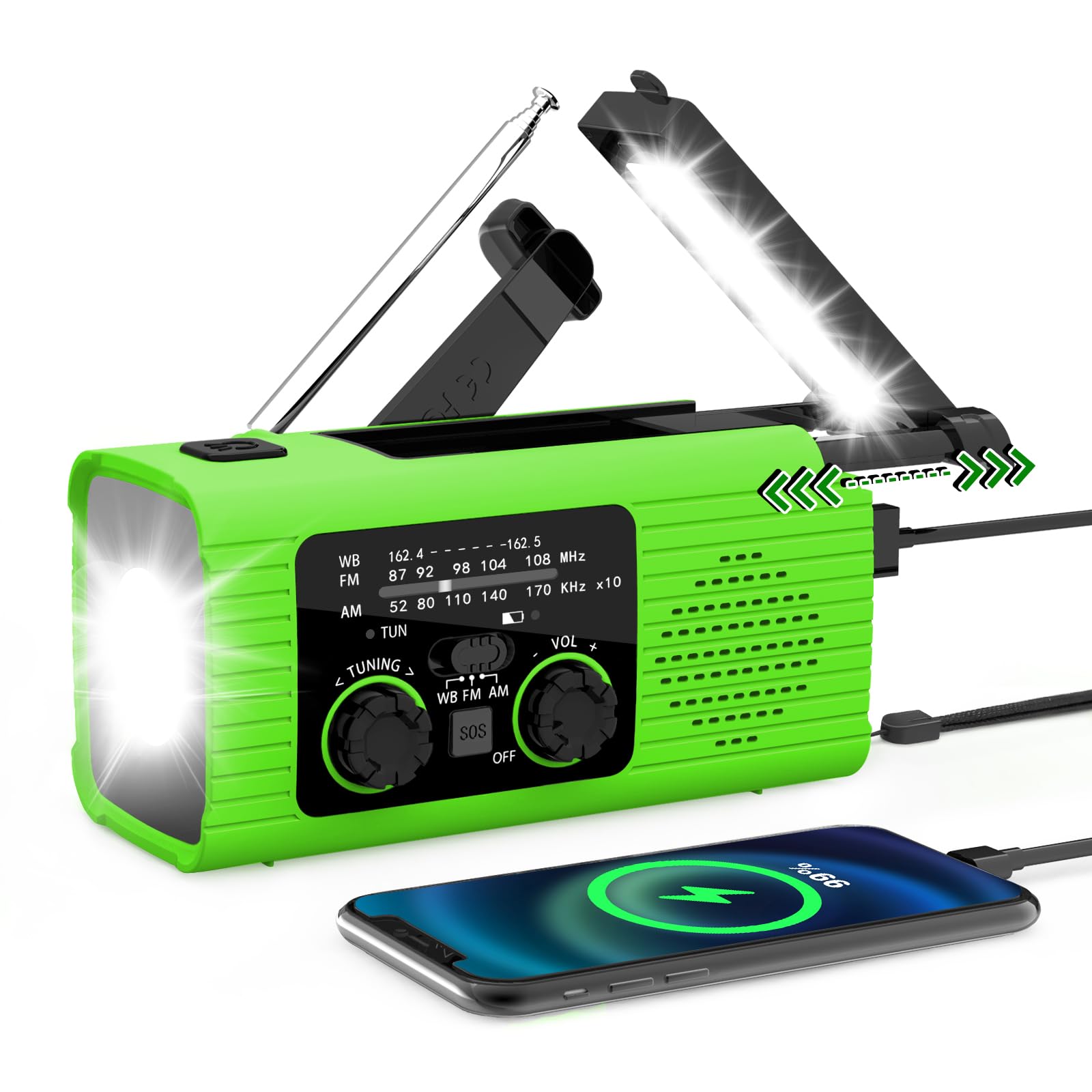 NITIGO Emergency Radio, Multifunction Solar Crank Radio NOAA Weather AM ...