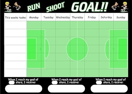 Black Football Childrens Reward Chart A4 Including Stickers and pen ...