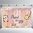 Amazon.com : MEHOFOND 7x5ft Paint and Sip Party Backdrop Sip and Paint ...