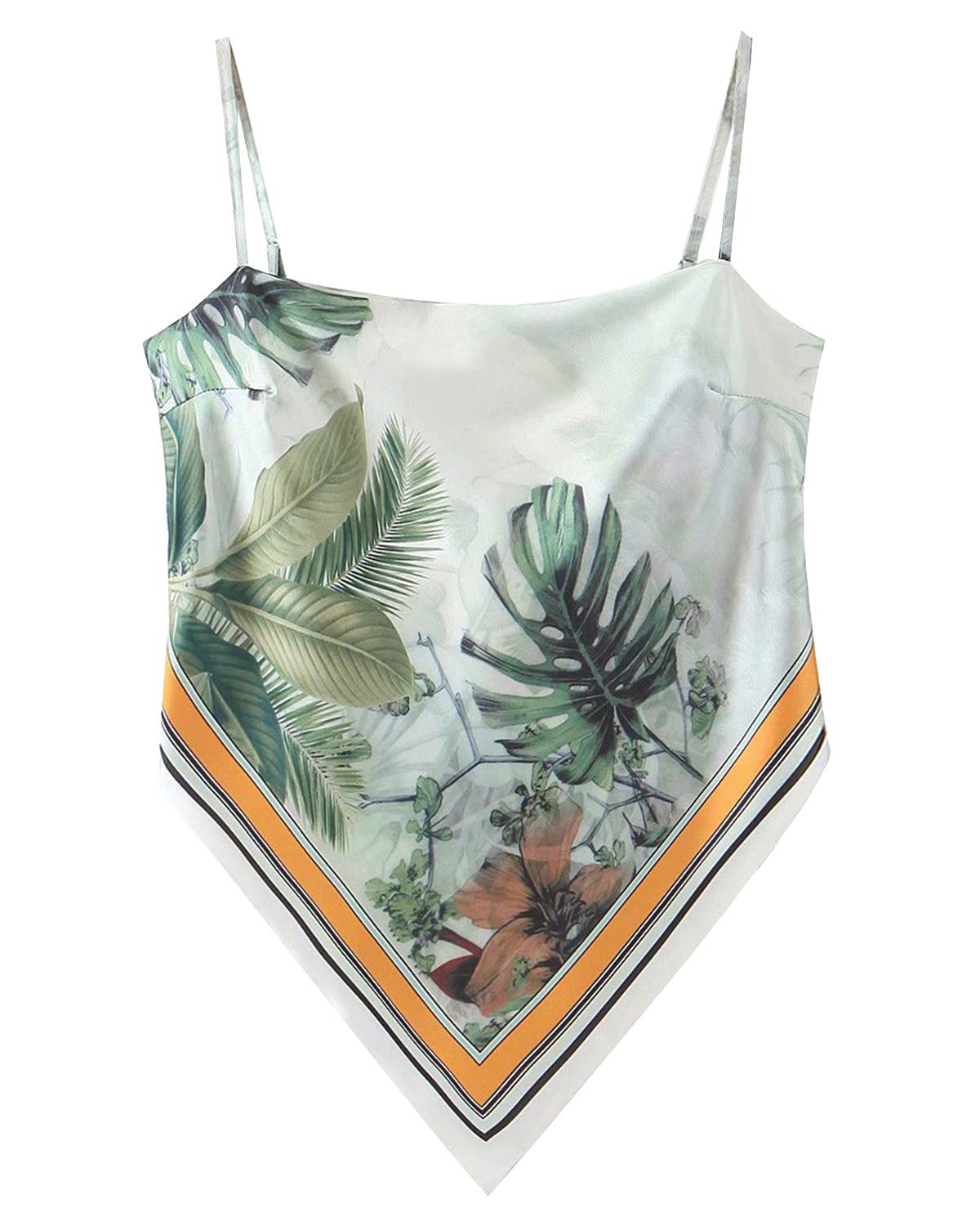 Women's Paisley Print Tie Back French Knot Hanky Hem Spaghetti Straps ...