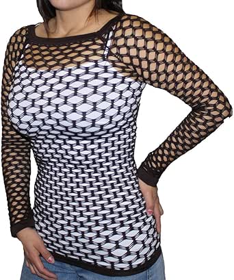 Amazon.com: New Sexy Long Sleeve Fishnet Shirt Top Bathing Suit Cover ...