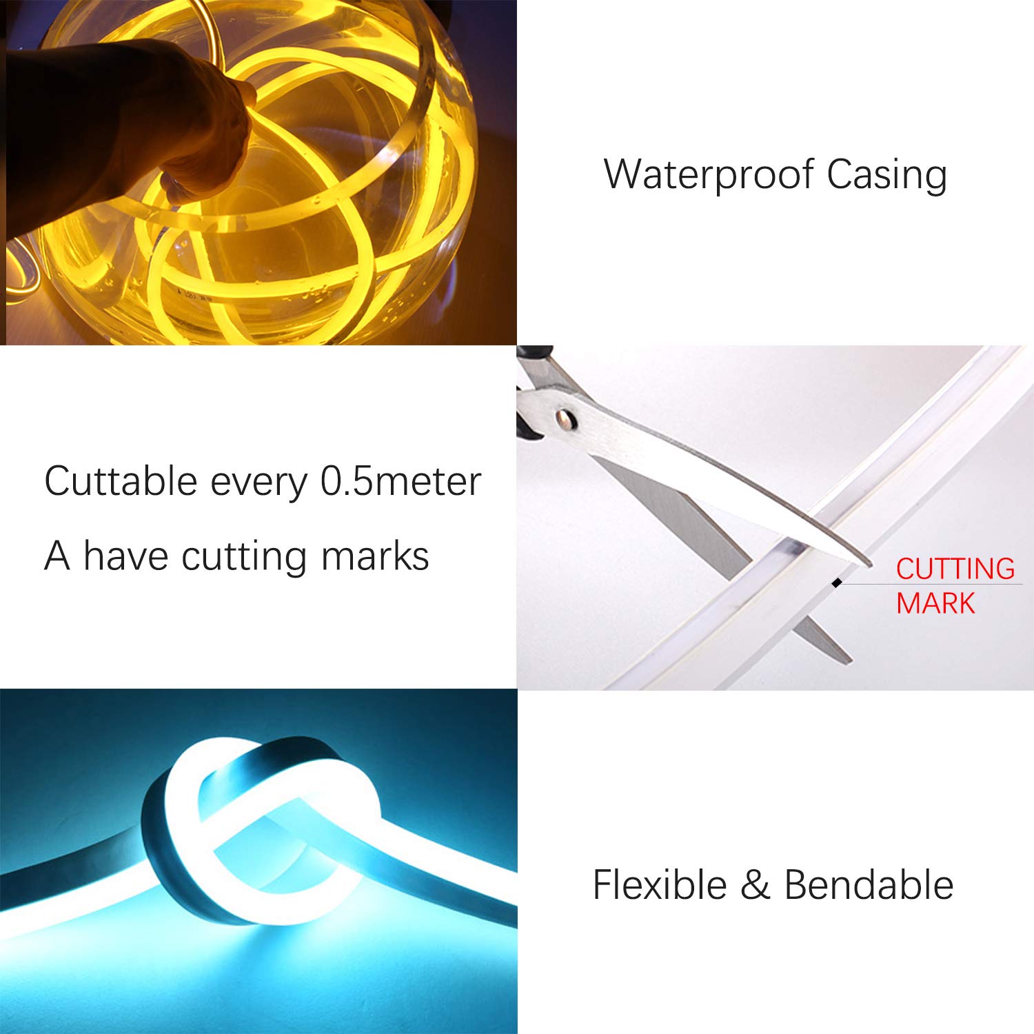 KERTME Neon Led Type AC 110-120V LED NEON Light Strip, Flexible ...