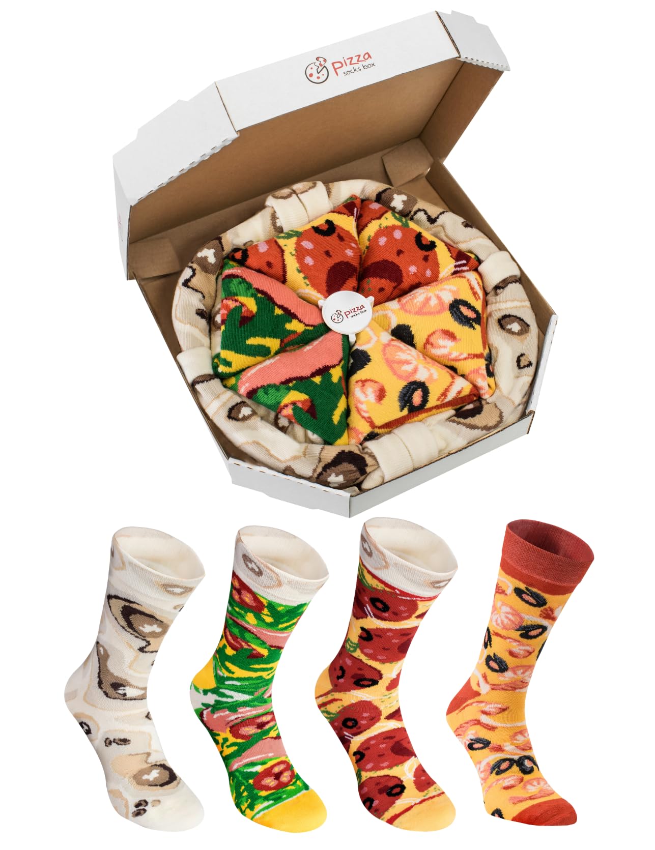Rainbow Socks - Pizza Box Socks - Seafood Pepperoni Italian - Size L ...