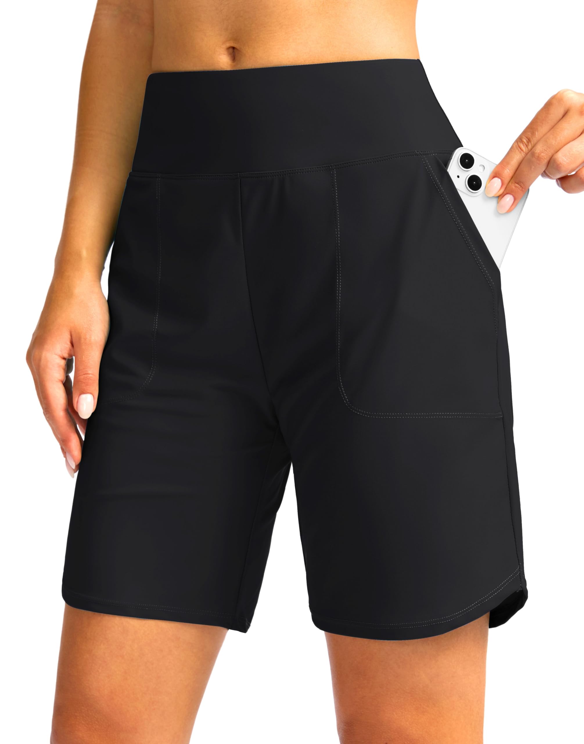 Viodia Women's 7" Swim Board Shorts High Waisted Modest Swimsuit ...
