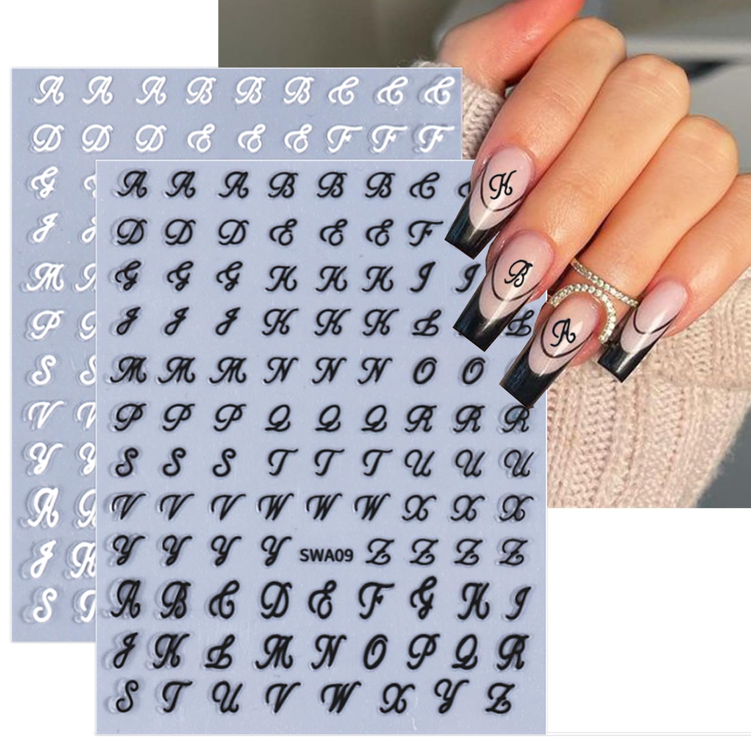 Mua 8 Sheets Retro English Letters Nail Stickers for Nail Art 3D Self ...