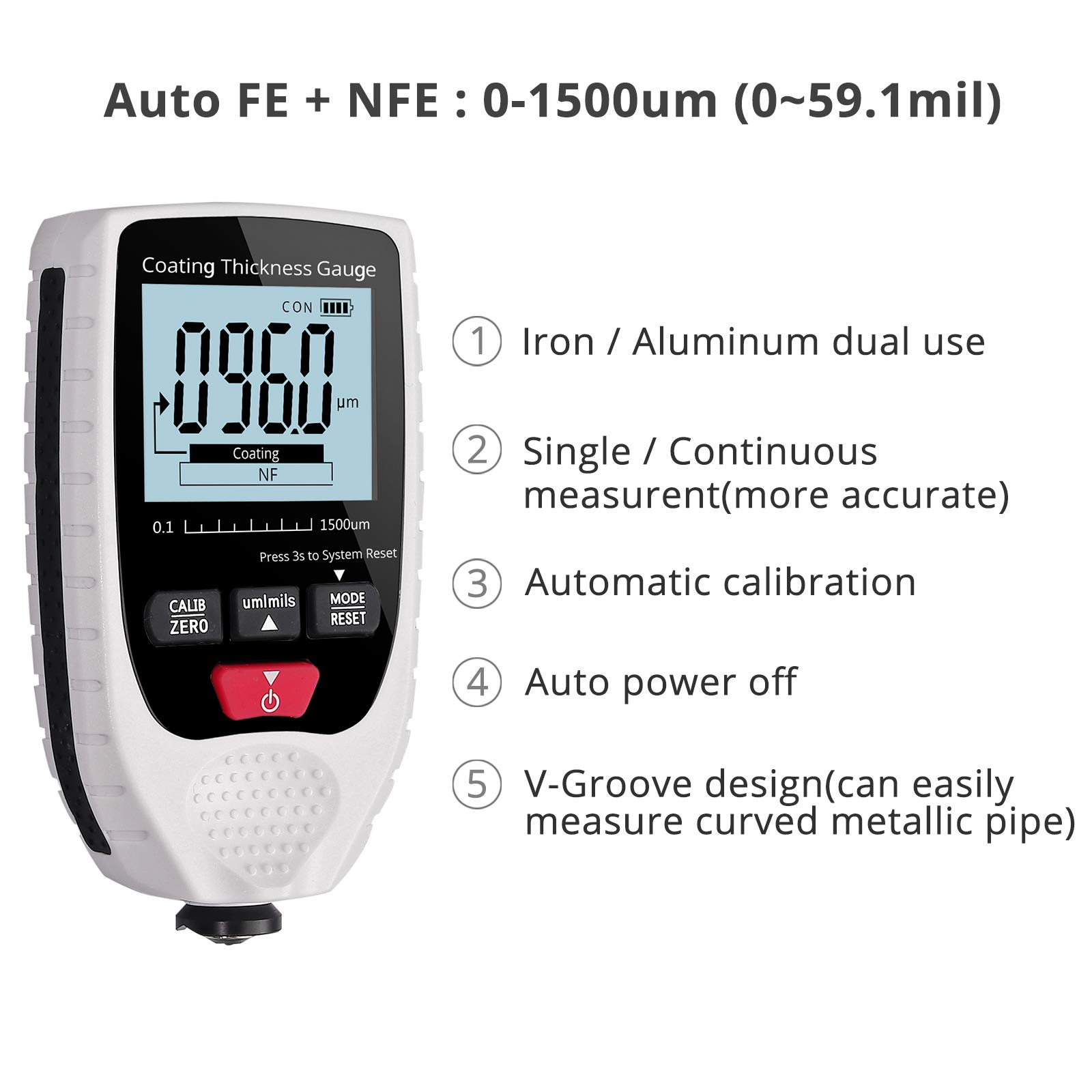 Mua CAMWAY Paint Thickness Gauge Meter Fe/NFe Probe Coating Thickness ...