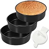 Amazon.com: HIWARE 8-Inch Round Cake Pan Set of 3, Nonstick Baking Cake ...