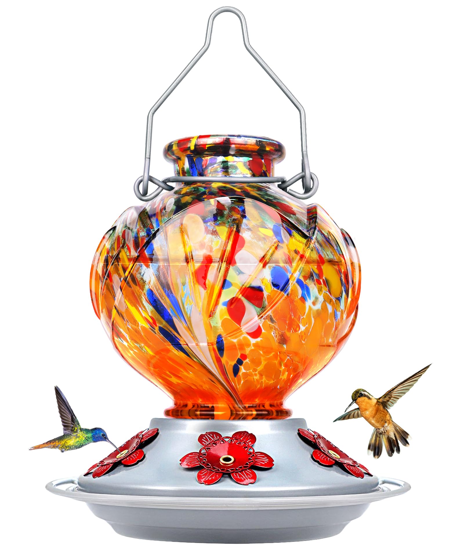 BOLITE Hummingbird Feeder, Hand Blown Glass Hummingbird Feeders for ...