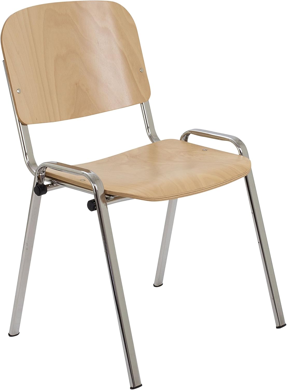 Office Hippo Heavy Duty Wooden Stackable Reception Chair with Chrome ...