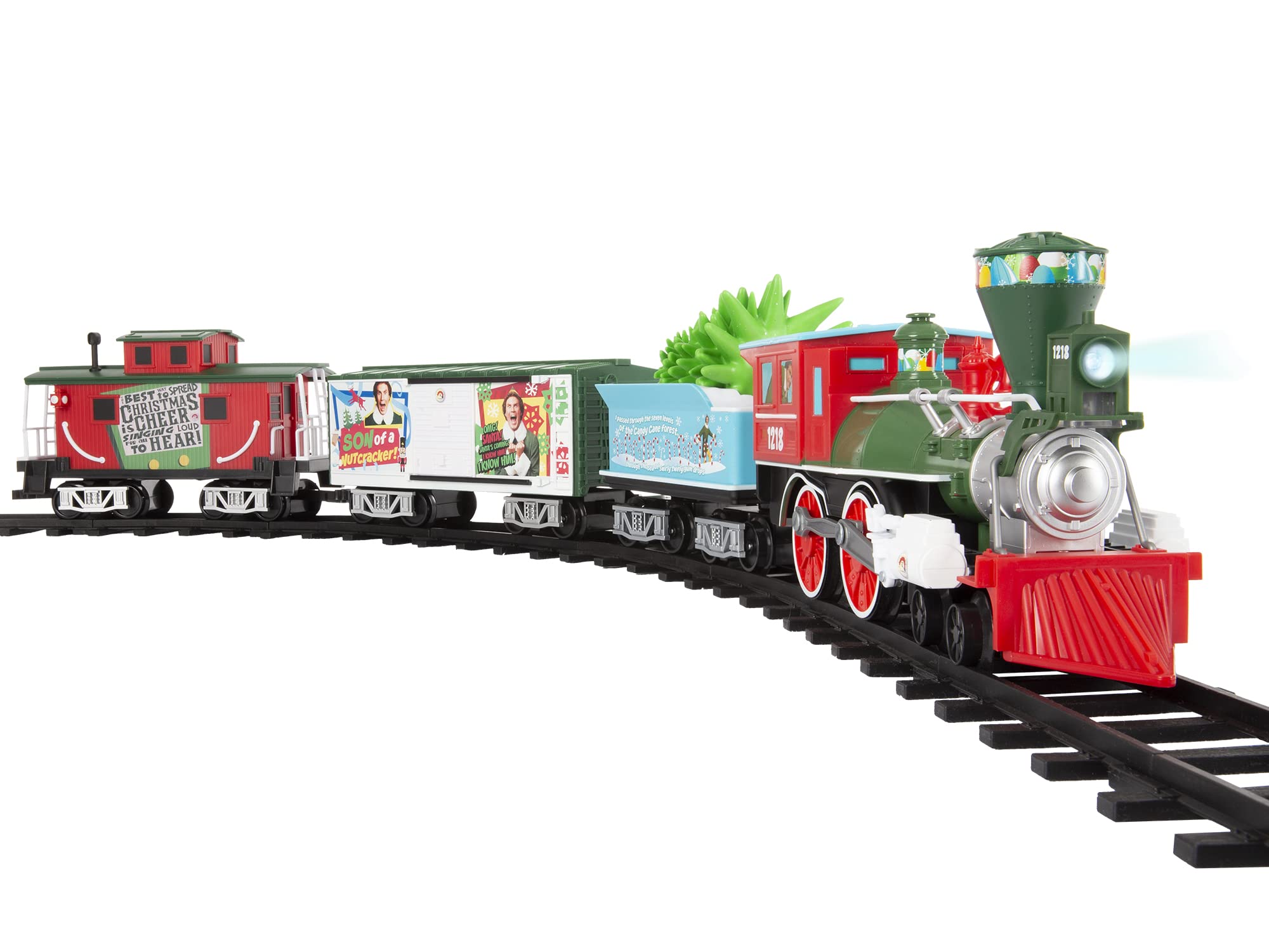 Lionel Battery-Operated Elf Toy Train Set with Locomotive, Train Cars ...