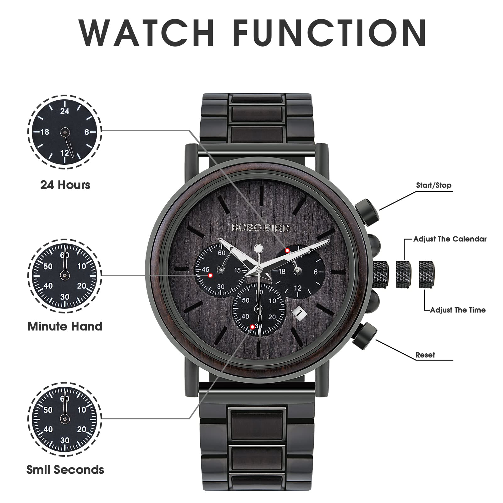 Mua 2win Mens Wooden Watches Luxury Stainless Steel Wood Watch for Men ...