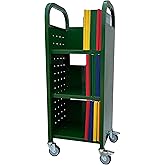 Amazon.com: Workington Rolling Book Truck Book Cart with 3 Flat Shelves ...