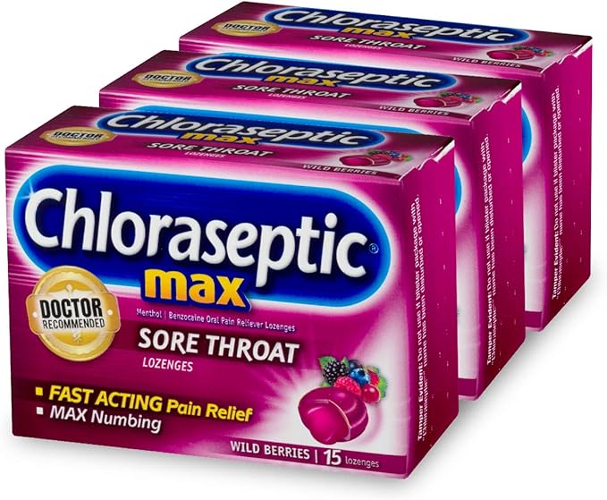 Amazon.com: Chloraseptic Max Strength Sore Throat Lozenges, Wild ...