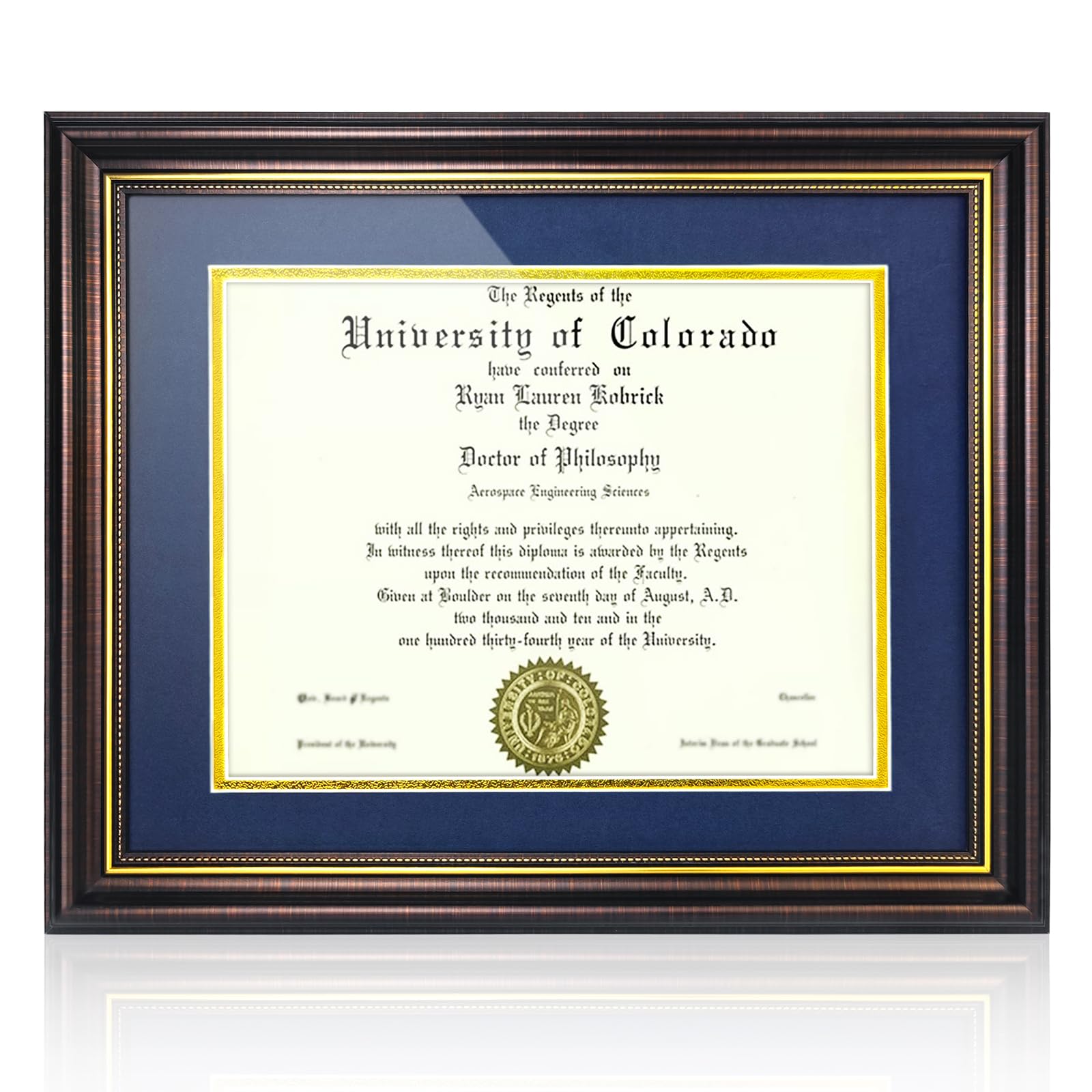 11x14 Diploma Certificate Frame or 8.5x11 Diploma Frame with Blue Over ...